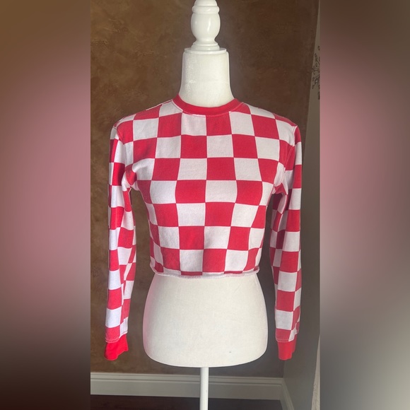 Cold Crush | Sweaters | Cold Crush Checkers Red And White Cropped ...